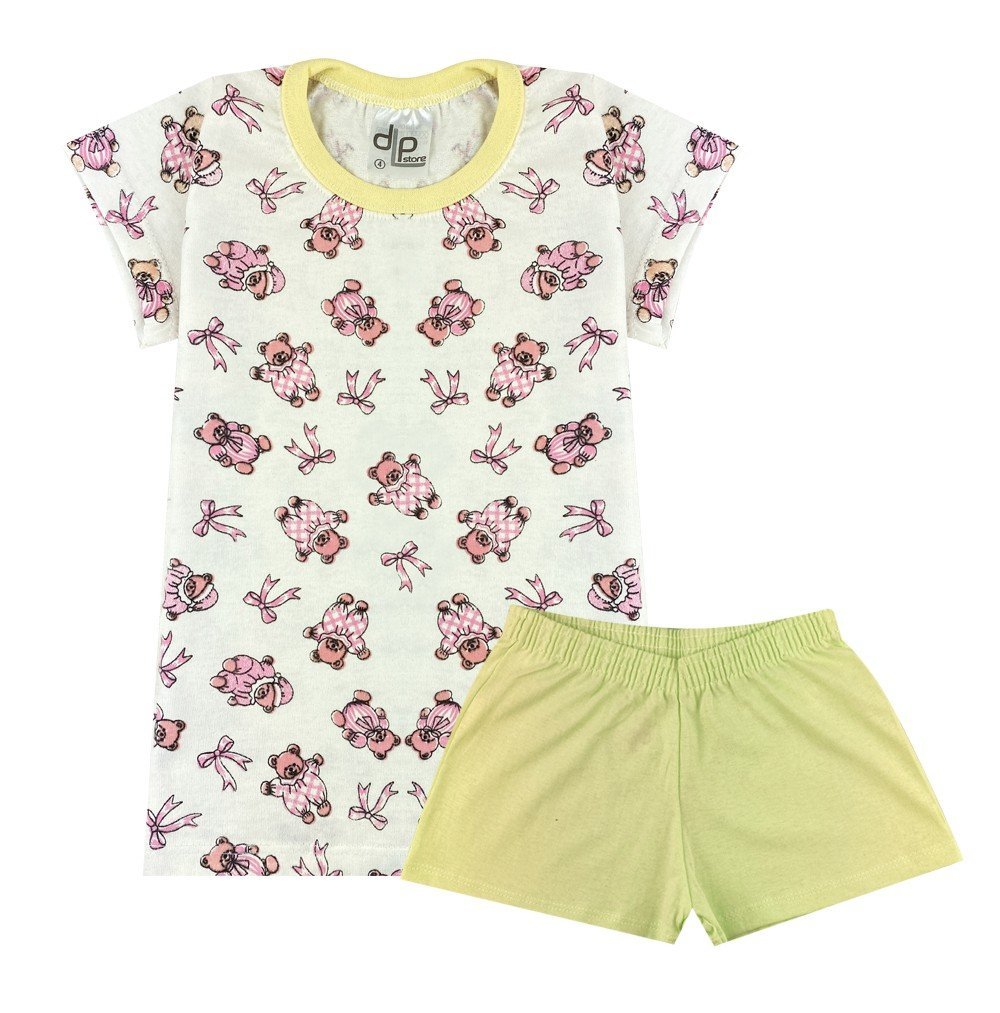 Pijama Infantil Menina - Urso - Cor Amarelo